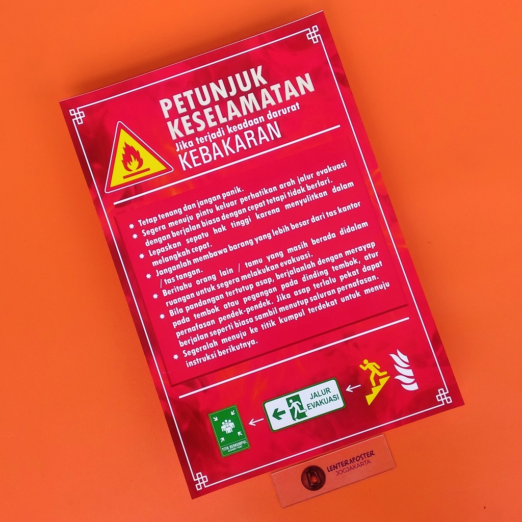 Jual Poster Petunjuk Keselamatan Kebakaran, Poster K3, Laminating ...