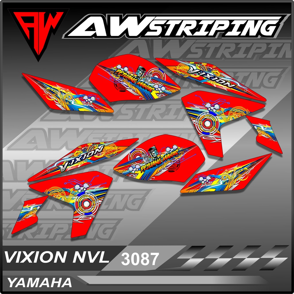 Jual Sticker Striping Lis Variasi New Vixion Lightning NVL 2013 2014 Desain thailook racing AW ...