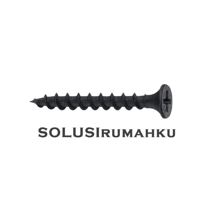 Jual 100 Skrup Gypsum 2" Hitam Runcing Tajam Kayu 5cm Drywall Screw | Shopee Indonesia