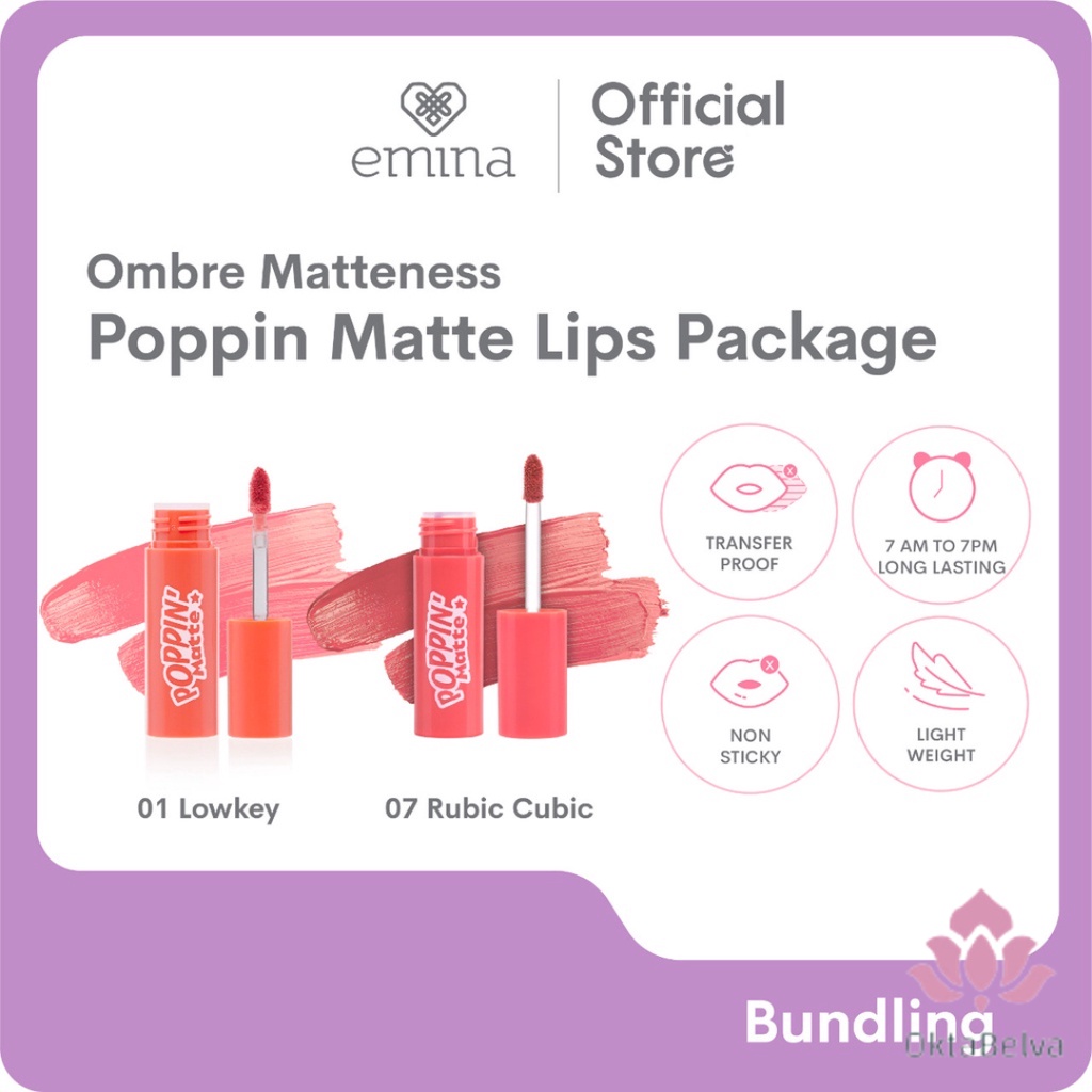 Jual Emina Ombre Matteness Package | Emina Poppin’ Matte | Lip Cream 01 ...