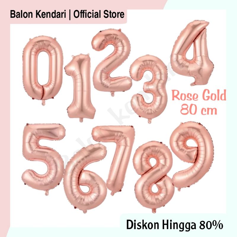 Jual Balon Foil Angka Jumbo 80 cm Rose gold | Balon Angka jumbo 80 cm ...