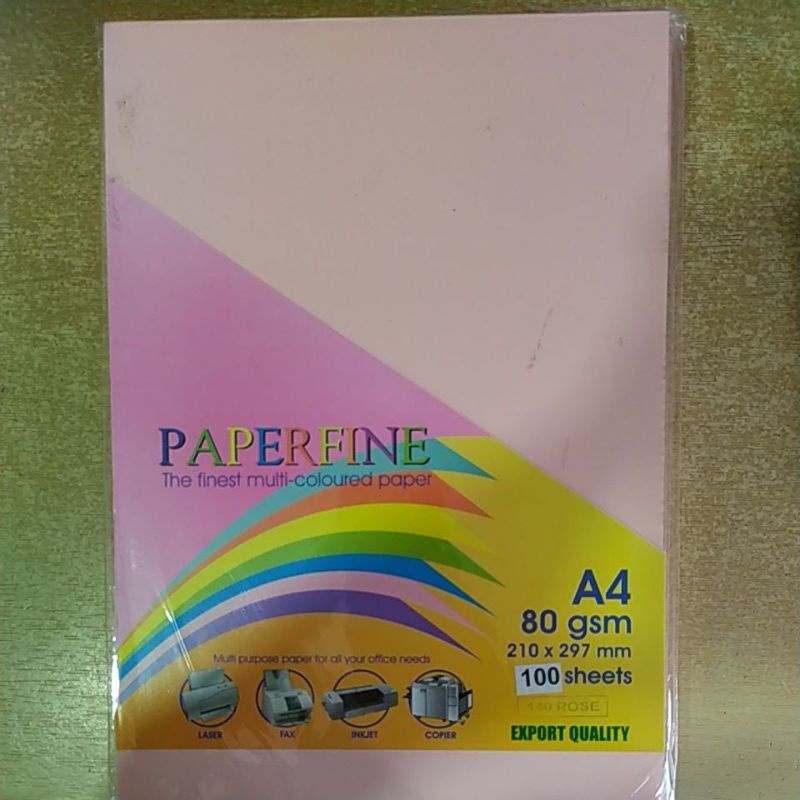 Jual Kertas Paperfine A4 80 Gram 100 Sheet - Kertas HVS Warna | Shopee ...