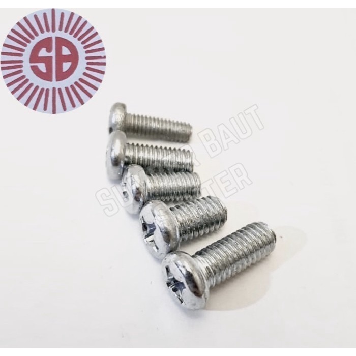 Jual JP 3x20 Baut Kepala Obeng + Bulat Pan Head Galvanis isi 100 pcs | Shopee Indonesia