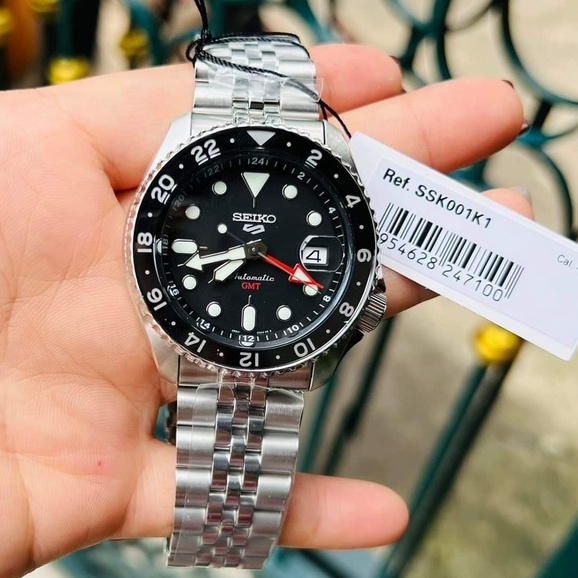 Jual JAM PRIA SEIKO 5 SPORTS GMT SSK001K1 SSK001 SILVER BLACK AUTOMATIC ...