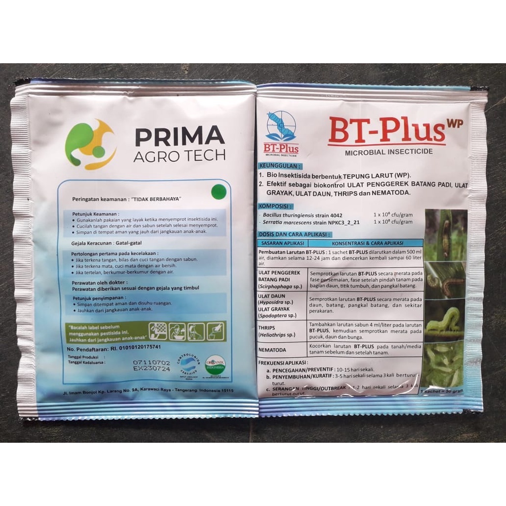 Jual BT Plus 50gr BTPLUS Bio Insektisida Organik Prima Agro Tech | Shopee Indonesia