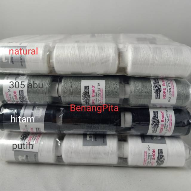 Jual benang jahit 500yr natural hitam putih abu misty | Shopee Indonesia