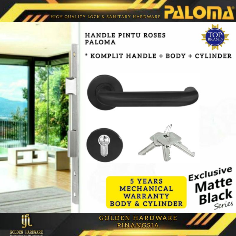 Jual PALOMA HANDLE PINTU SET GAGANG PINTU BLACK PAKET KUNCI HRP330 ...