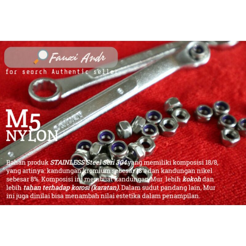 Jual MUR STAINLESS NYLON M5 | LOCK NUT 8 | Mur 8 | Shopee Indonesia