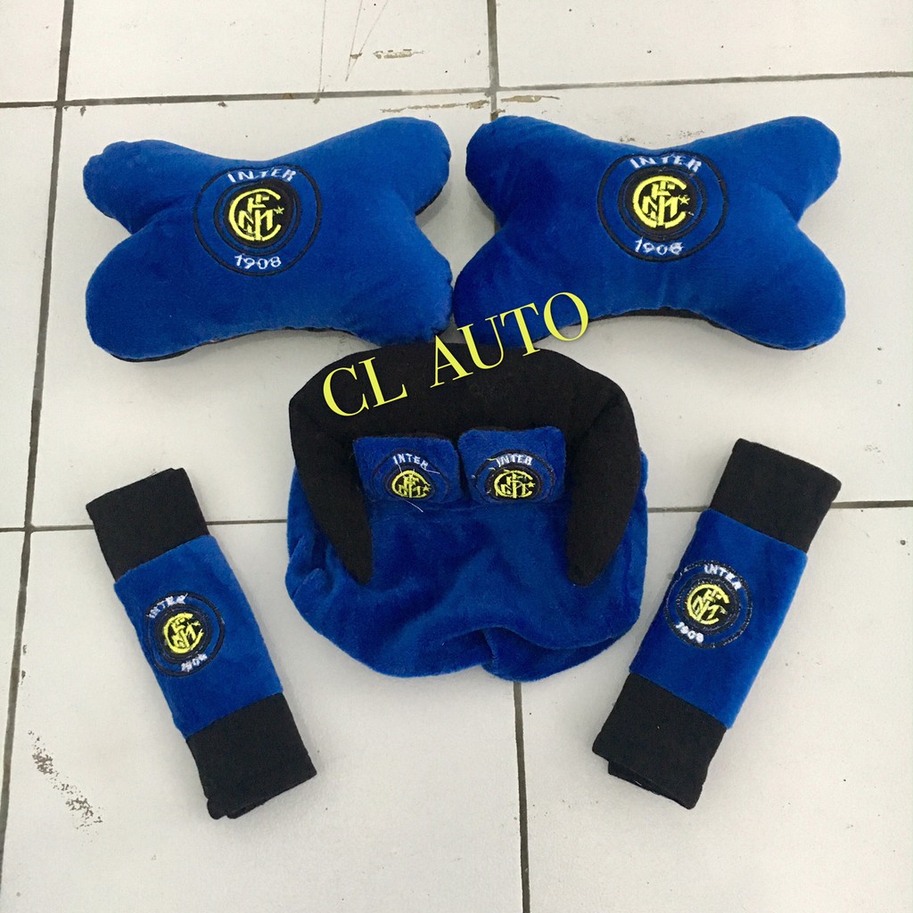 Jual Bantal set mobil 3in1 intermilan warna biru Aksesoris bantal mobil ...