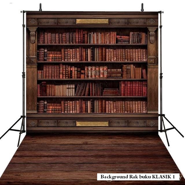 Jual Background Wisuda Photo Studio Model KlKLASIK RAK BUKU Ukuran 3m x ...