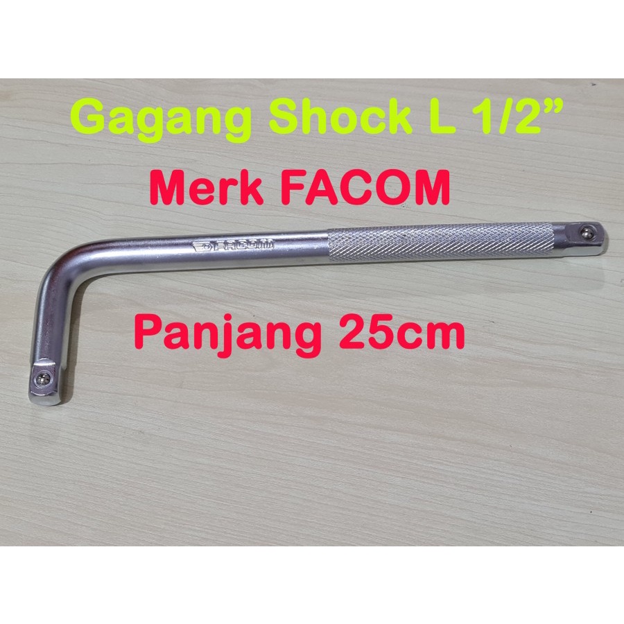 Jual FACOM Gagang Shock L 1/2"x10" L Handle Gagang Sock Sok Offset ...