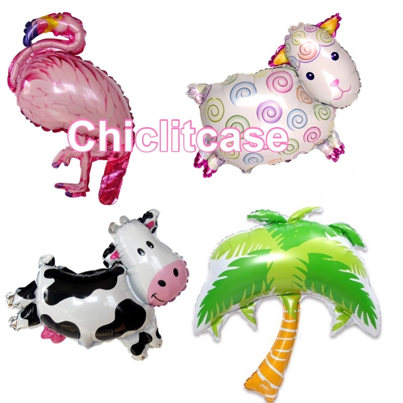 Jual balon foil karakter hewan/ balon sapi/ flamingo / pohon / domba ...