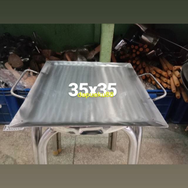 Jual Wajan persegi plat Baja kuat panggangan roti bakar sosis burger ...