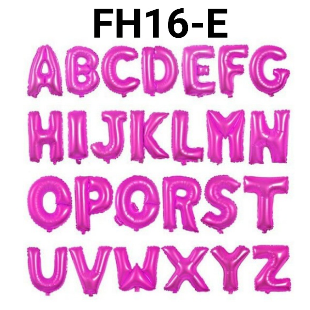 Jual FH16-E Balon foil huruf abjad nama 16 inch 40cm pink merah muda ...