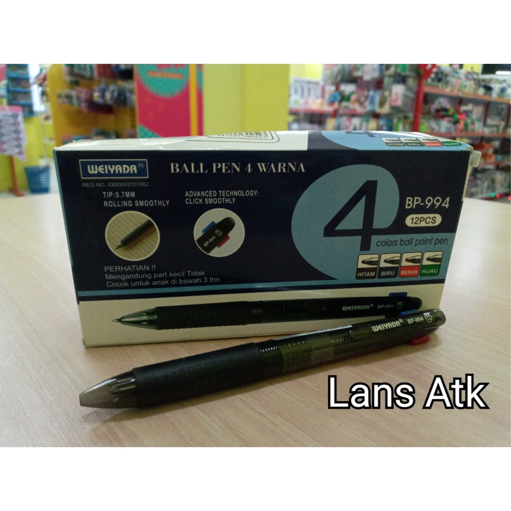 Jual Ballpoint / Pulpen weiyada warna 4 colors ball pen bp-994 Satuan ...