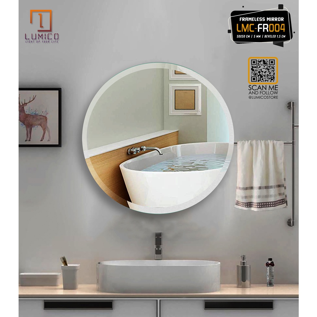 Jual [FR 04] Kaca / Cermin Bulat Modern Minimalis ukuran 50x50 cm ...