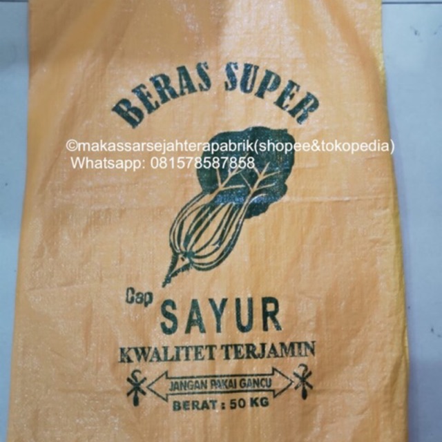 Jual 50 Lbr Karung beras Cap Sayur Grade A+ 50 KG | Shopee Indonesia