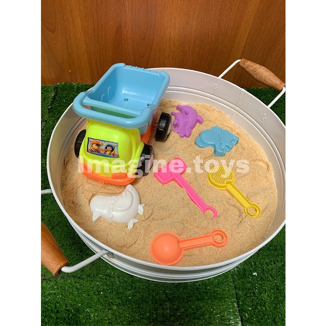 Jual sensory play Truck Edible sand / mainan truck dan bucket pasir ...