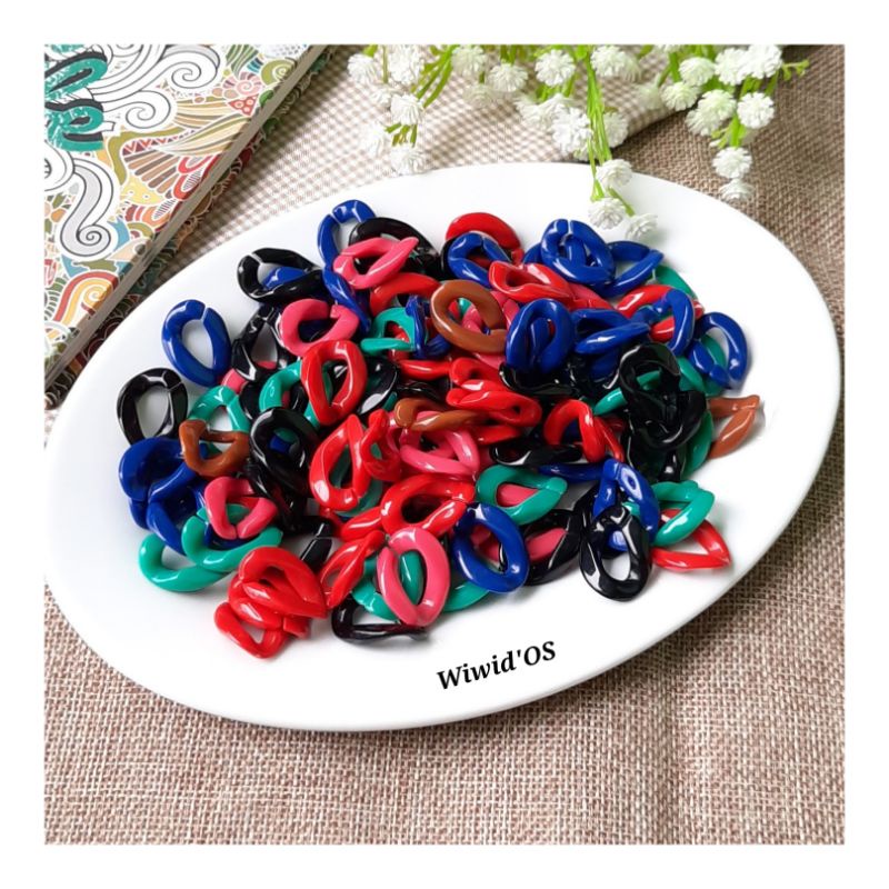 Jual (15 biji) MANIK RANTAI GEPENG BESAR SOLID 15 x 22 mm | Shopee ...