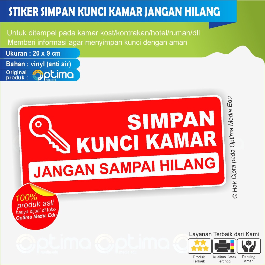 Jual STIKER tulisan Simpan Kunci Kamar Jangan Sampai Hilang | Shopee ...