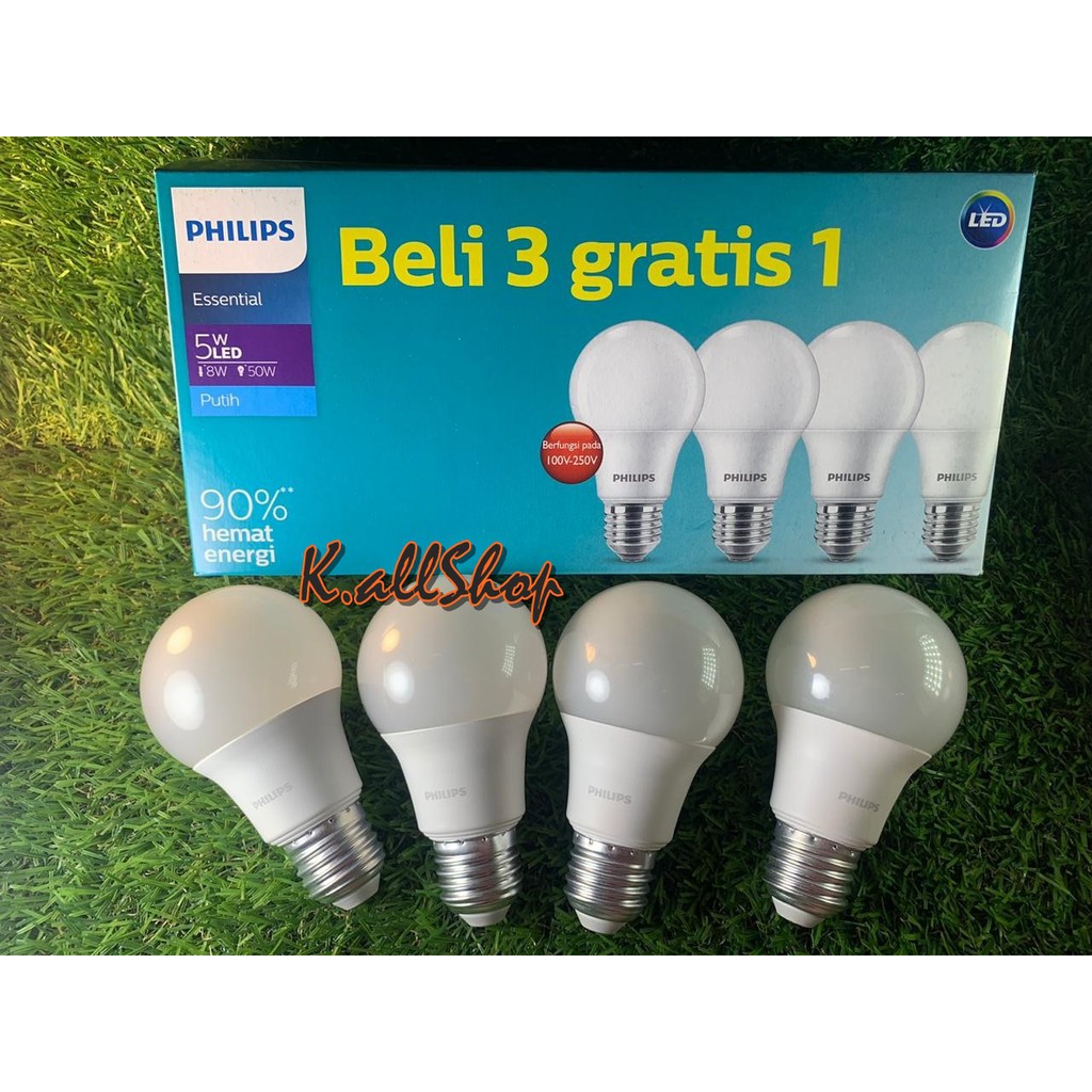 Jual Philips LED Essential Philips 5w 1 pack isi 4 pcs | Shopee Indonesia