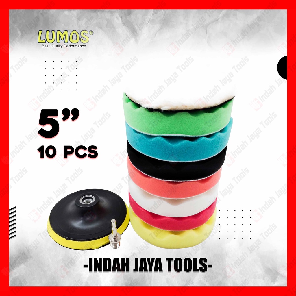 Jual LUMOS Polishing Set 10 Pcs 5 INCH - Busa Poles Mobil Motor Set Pad ...