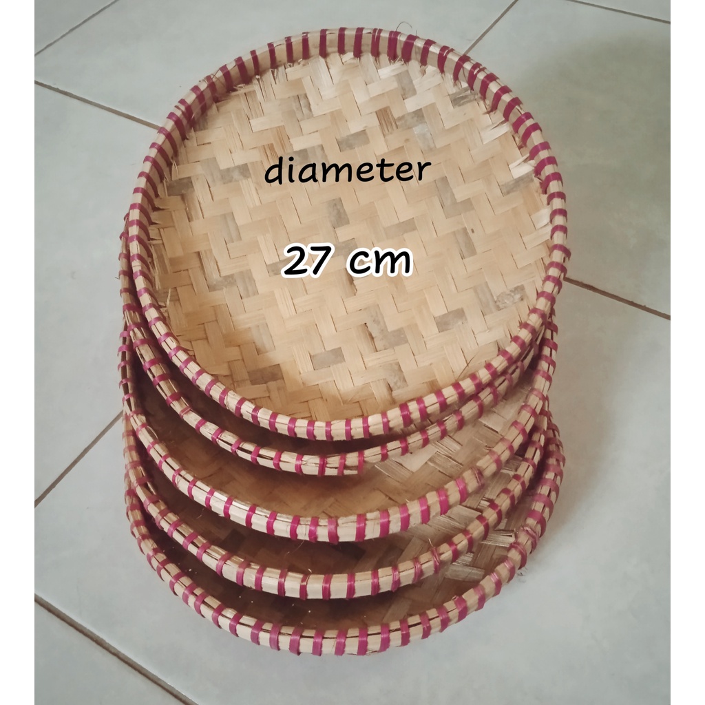 Jual tampah bambu 27cm, tampah tumpeng, nampan bambu, tempat tumpeng ...