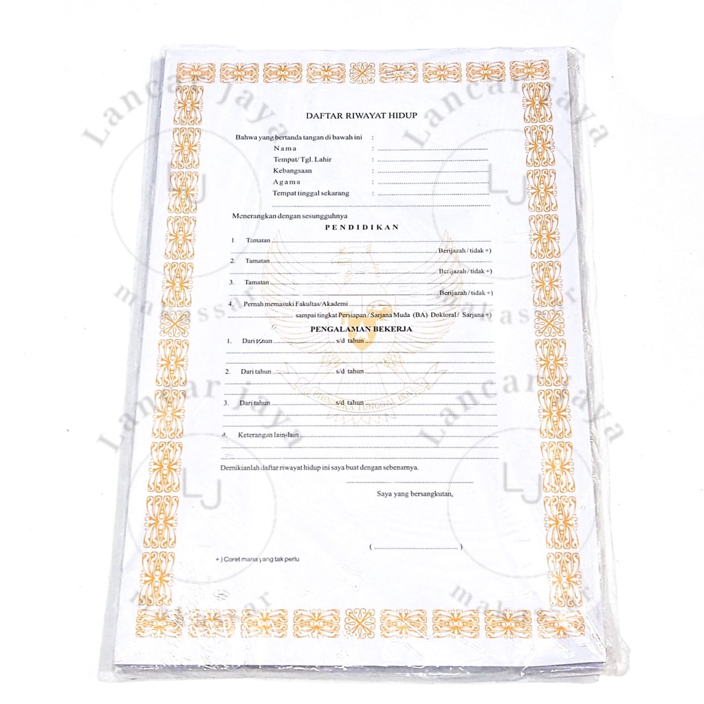 Jual Kertas Daftar Riwayat Hidup per pak / 100 lbr | Shopee Indonesia