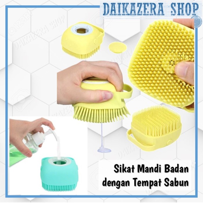Jual Sikat Mandi Badan Dengan Container Sabun Isi Ulang 80ml - Kuning ...
