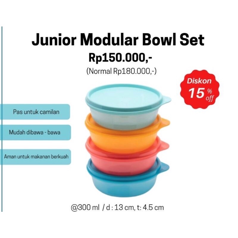 Jual Tupperware junior modular bowl (1pcs) mangkok / tempat makan ...