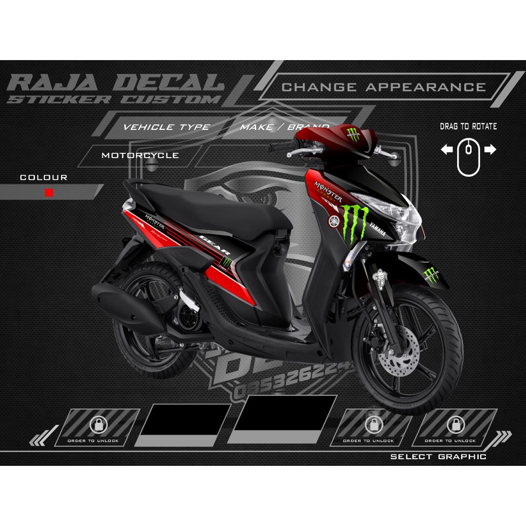 Jual Decal Sticker Fullbody Yamaha GEAR Custom Desain Racing Minimalis ...