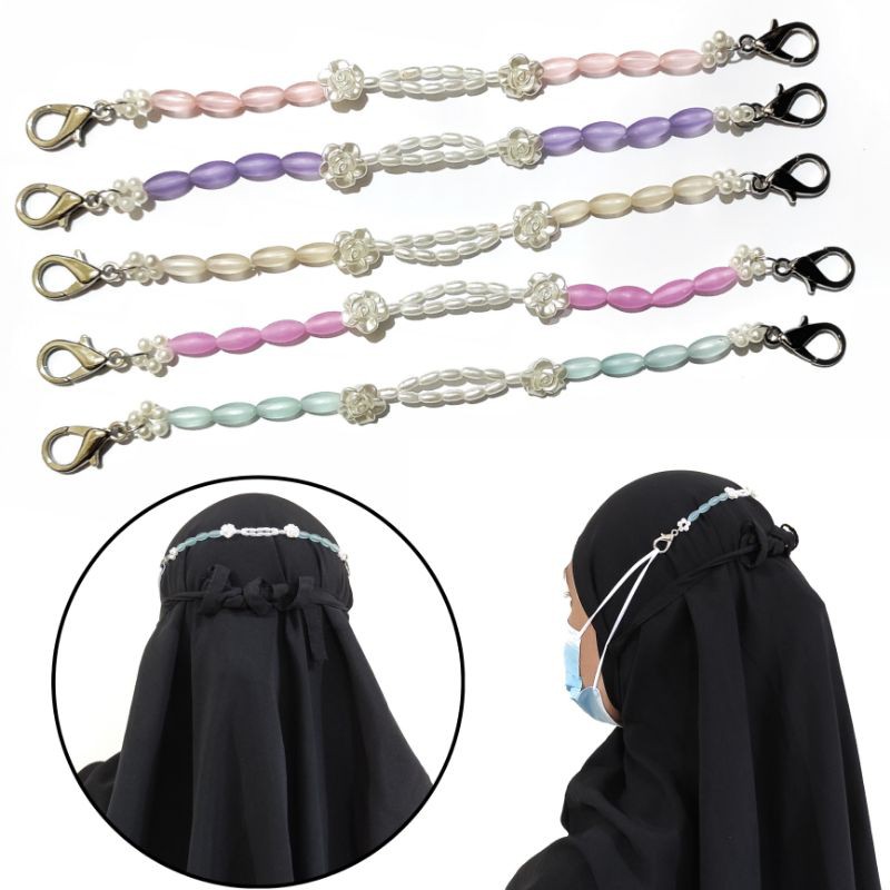 Jual Konektor Masker Hijab Mask Extender Connector Strap Rose Rice ...