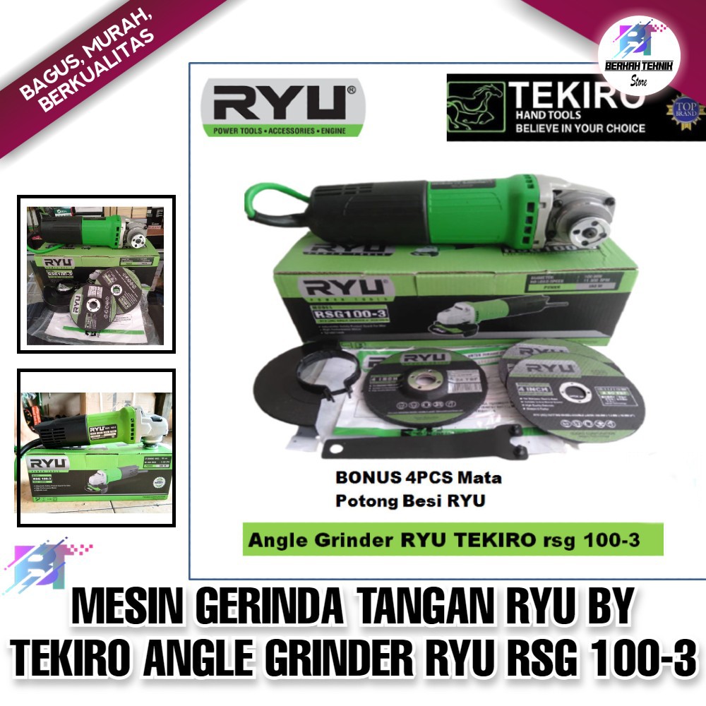 Jual Mesin Gerinda Tangan RYU By TEKIRO Angle Grinder Ryu RSG 100-3 | Shopee Indonesia