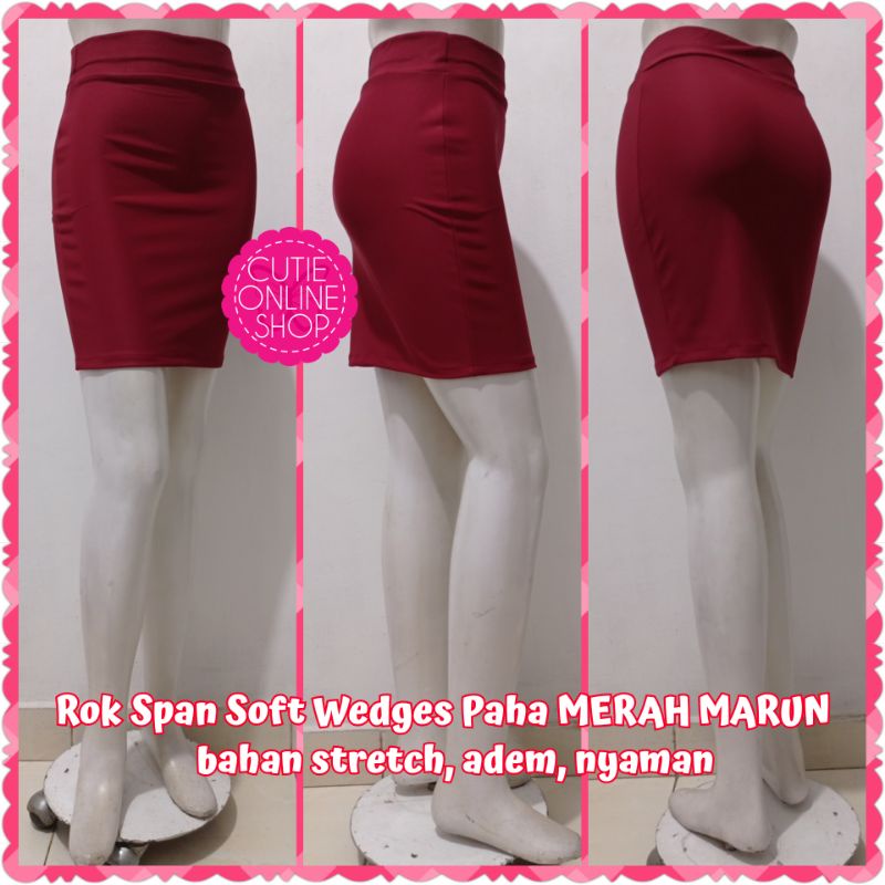 Jual Rok Span Soft Wedges Paha MERAH MAROON | Kerja Kantor Resmi ...