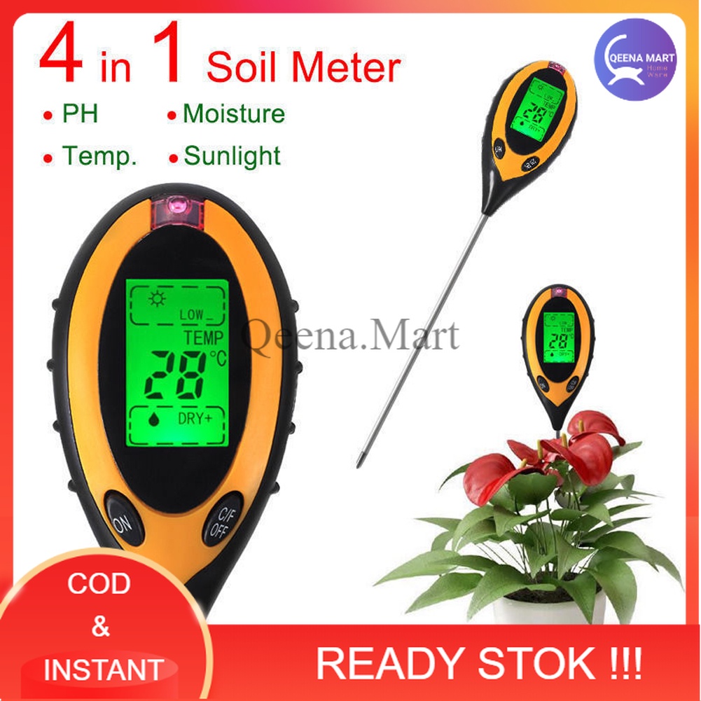 Jual Alat Pengukur 4 in 1 Temperature & Kelembaban Tanah Soil Moist PH ...