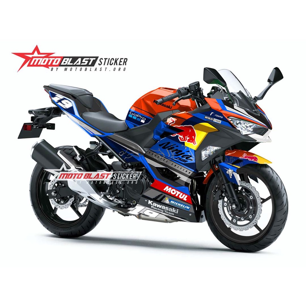 Jual Decal Sticker Motor Motoblast - Ninja 250R FI 2018 Livery Redbull ...
