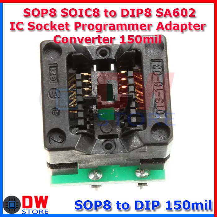 Jual SOP8 SOIC8 to DIP8 SA602 IC Socket Programmer Adapter CH341A ...