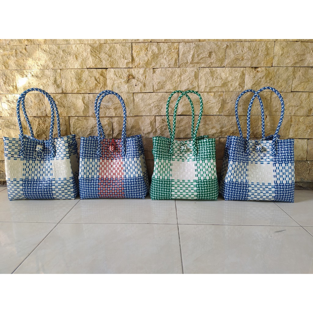 Jual Tas Jali Jali Anyaman Plastik White Cross | Shopee Indonesia