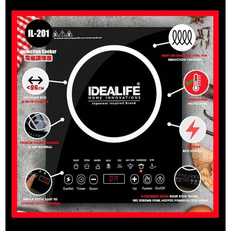 Jual IDEALIFE Induction Cooker- Kompor Listrik Induksi 1 Tungku-IC-1301 | Shopee Indonesia