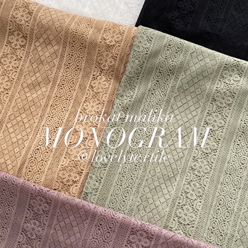 Jual Kain Kebaya Brokat Meteran Brukat Malika MONOGRAM | Shopee Indonesia