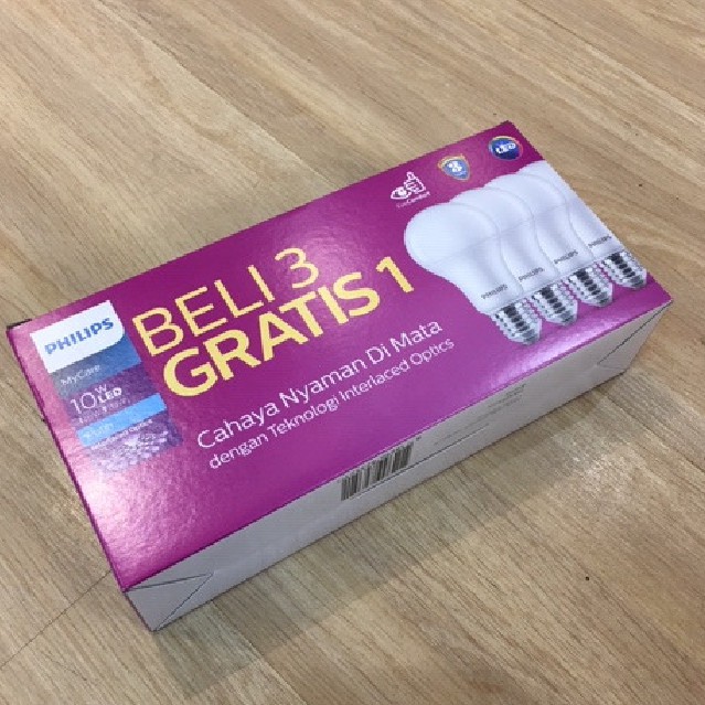 Jual Lampu LED Bulb Philips pack Beli 3 Gratis 1 12W | Shopee Indonesia