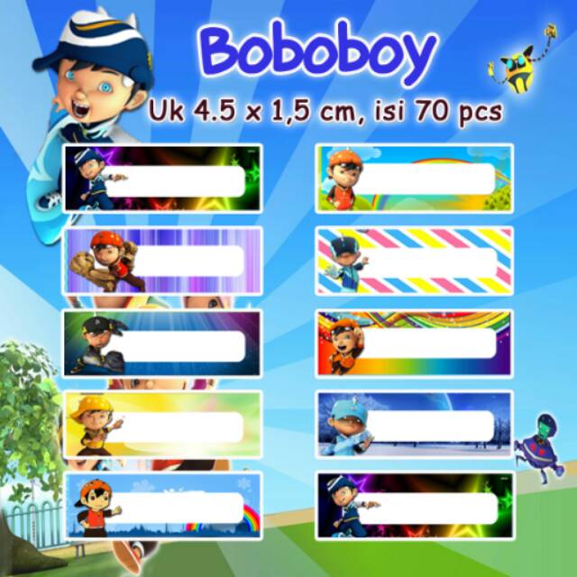 Jual Stiker label nama tipe CB/CK Boboboy | Shopee Indonesia