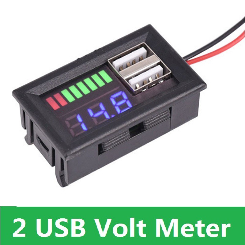 Jual Display Volt Meter Indikator Level Baterai Aki Accu Handphone Android Aplle Voltage 2 USB ...