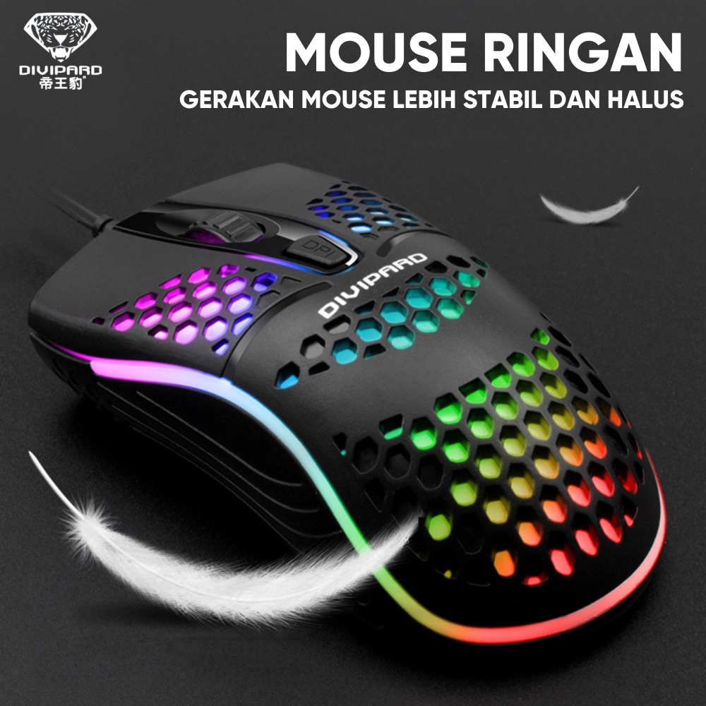 Jual Mouse Gaming Honey Comb Divipard OP-50 7 LED RGB Effects 7200DPI ...