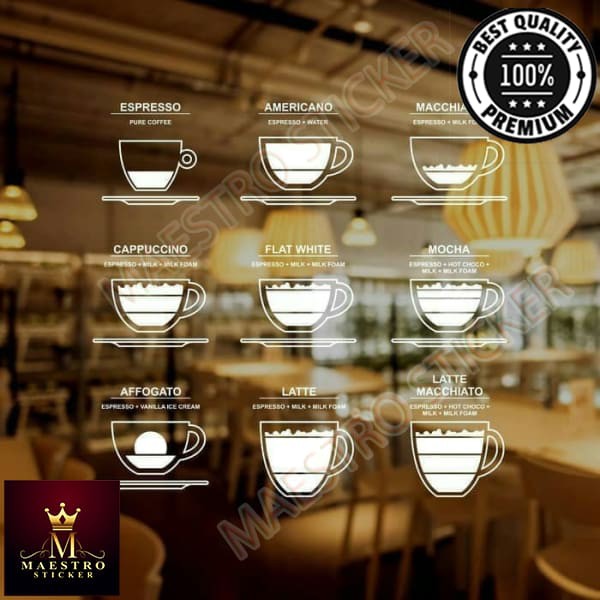 Jual M.STICKER Stiker Icon Coffee Aneka Kopi Sticker Kaca Dinding Rumah ...