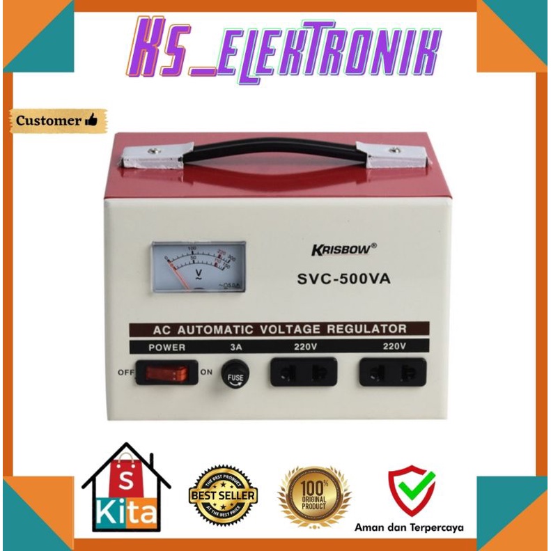 Jual Krisbow Stabilizer 0,5 KVA Svc-0,5 Kva Merah Analog Stabilizer 500 Watt | Shopee Indonesia