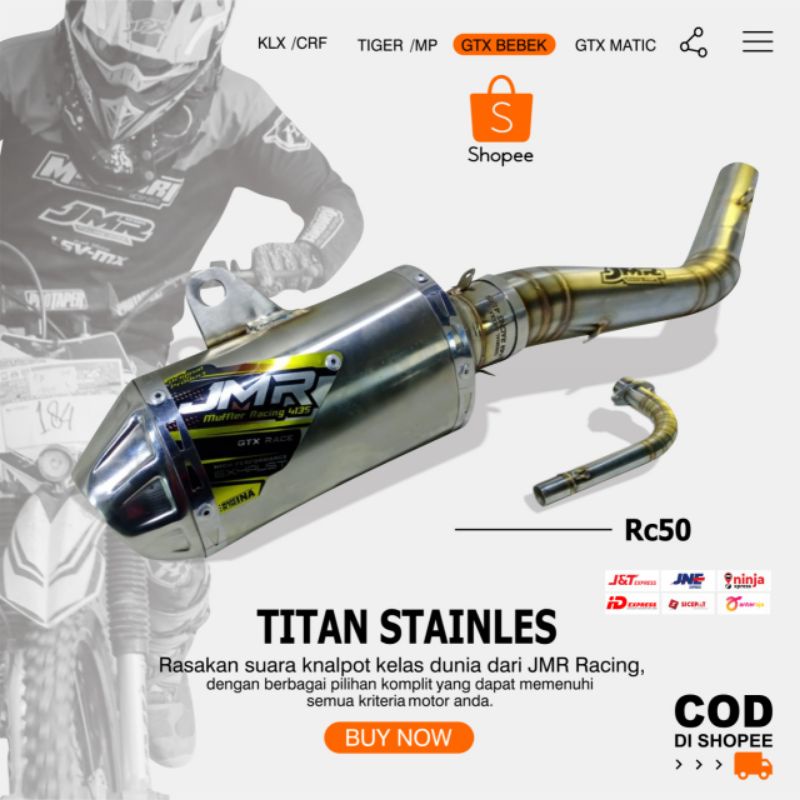 Jual KNALPOT GTX RBT TRAIL TYPE RC50 TITAN STAINLESS ORIGINAL JMR ...