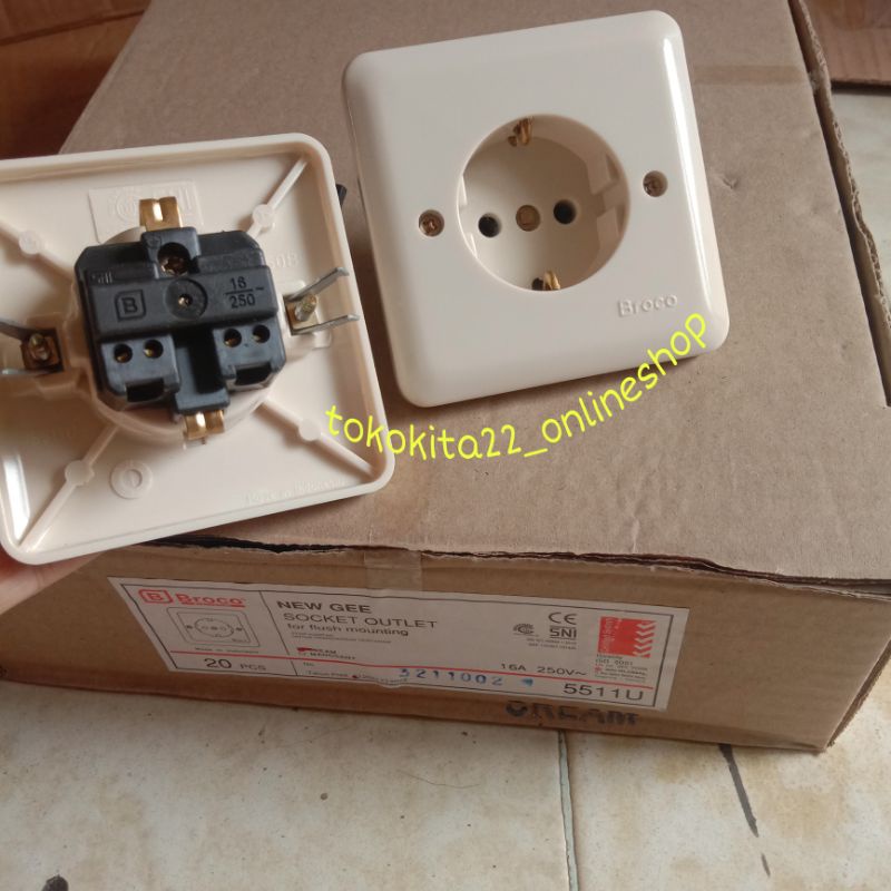Jual Broco Saklar IB Stop Kontak Arde Cream 5511U New Gee Inbow | Shopee Indonesia