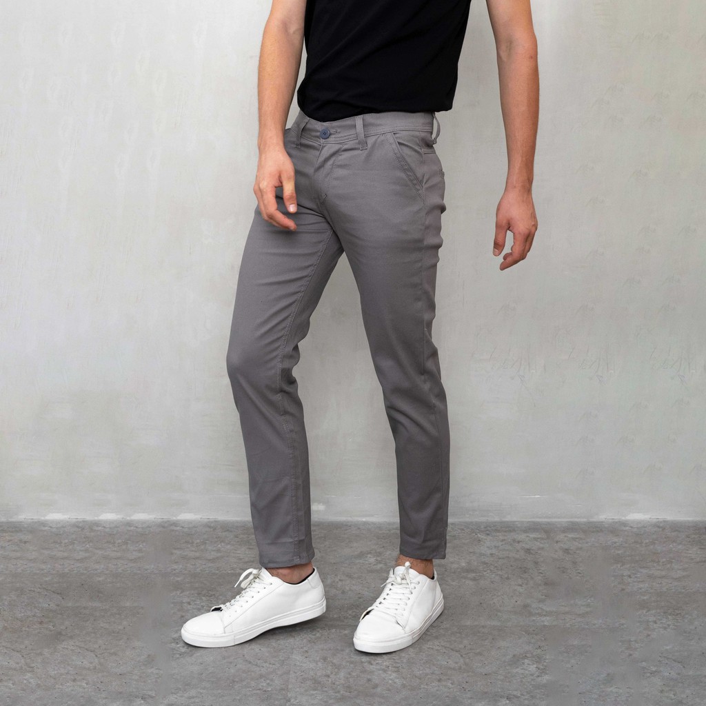 Jual Houseofcuff Celana Chino Panjang Pria Slim fit Jeans Abu tua | Shopee Indonesia