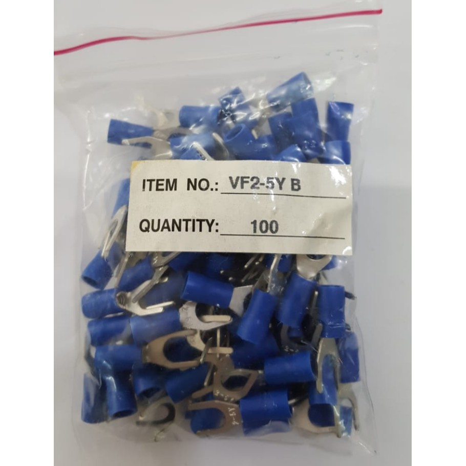 Jual Skun Y 2-5 Warna / Skun Kabel Y 2-5 / Skun Garpu insulated spade 2.5mm / Skun Garpu Isolasi ...